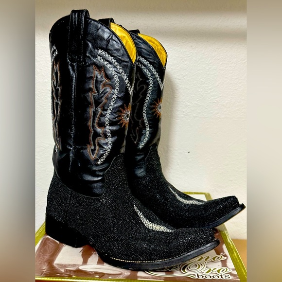 GRANO DE ORO | Shoes | Boots Western Cowboy Stingray Print Leather Toe ...